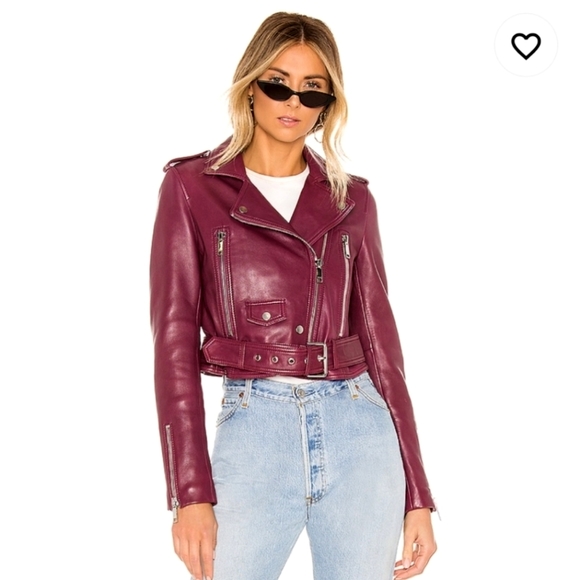 LTH JKT | Jackets & Coats | Lth Jkt Burgundy Red Mya Cropped Leather ...
